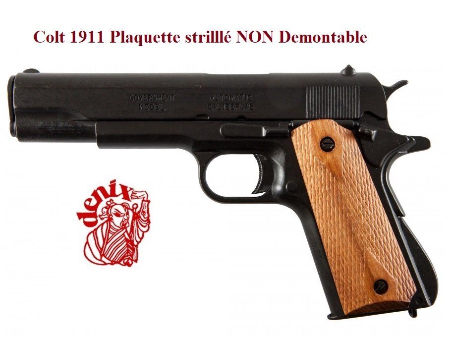 Réplique pistolet 45 USA 1911 Plaquette Strié NON démontable - Indian-store