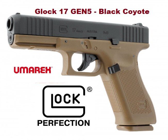 Pistolet Glock 17 Gen5 Black Coyote « Airguns » Co2 Billes Acier Cal 4. ...